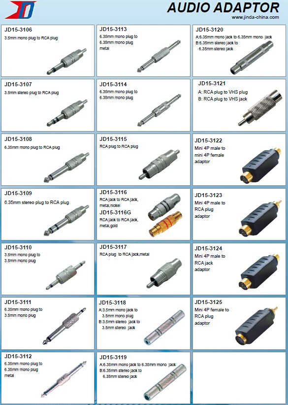 6.35mm Stereo Male Plug To 3.5mm Stereo Female Jack Adapter - Buy 6 ...