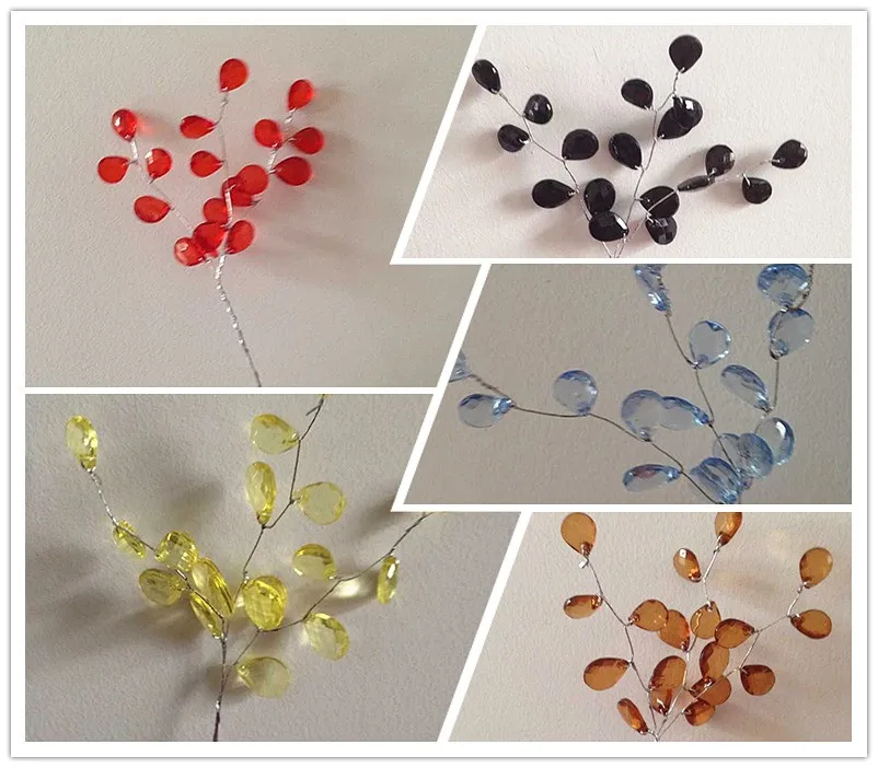 Artificial Flower Stem Crystal Clear Acrylic Bead Drop