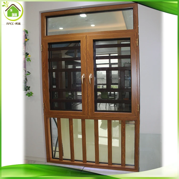 Window Burglar Proof Designs Wood Grain Finish Aluminum - Buy Window ...