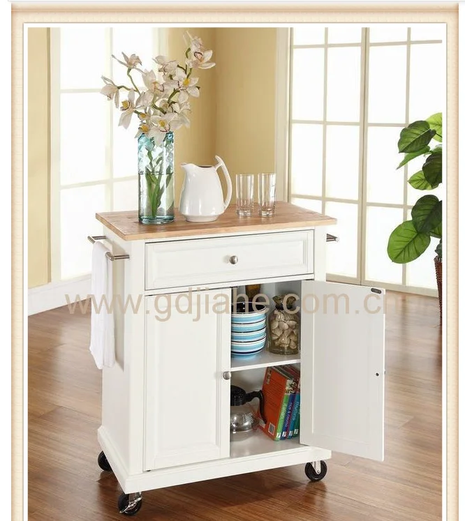 Mobile Wood Kitchen Food Trolley - Stylish & Convenient