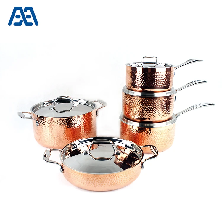 Luxury Induction Cookware Set - Tri Ply Copper Cookware with Stainless ...