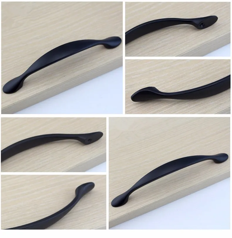 Black Metal Door Handles Furniture Handle Drawer Pulls Kitchen Cabinet ...