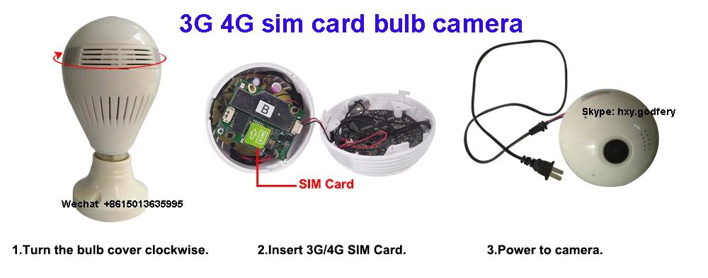 Popular 3g Sim Slot Ip Spy Hidden Camera Bulb With Sim Card 960p Cctv ...