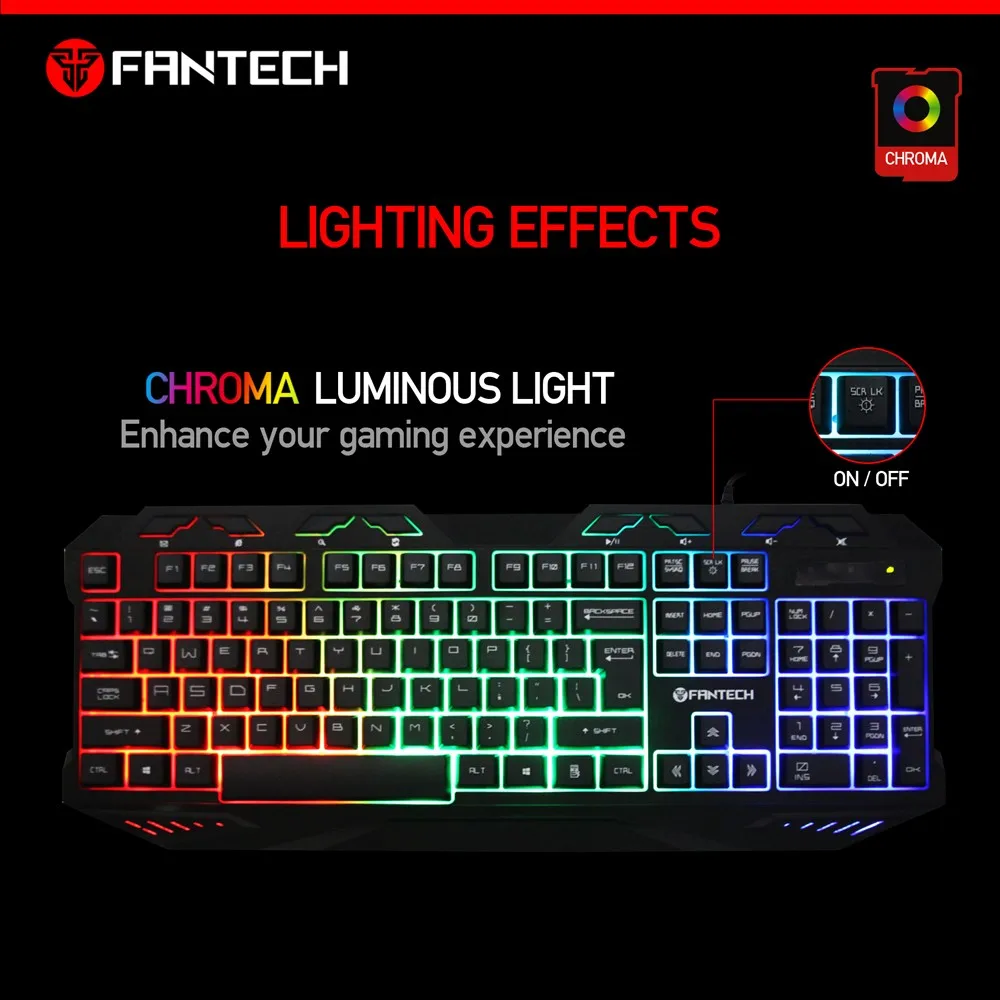Gaming Keyboard - K10 HUNTER Fantech Professional Gaming Keybaoard with LED