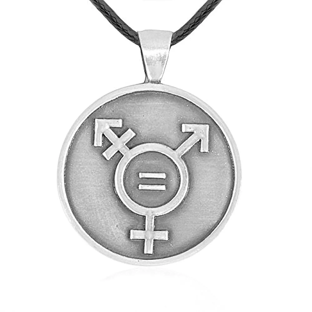 Pewter Color Zinc Alloy Equality Transgender Symbol Pendant Black ...