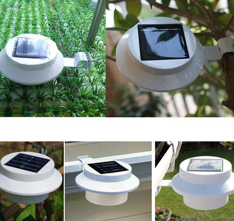 3 Led Outdoor Solar Led Gutter Lights Solar Outdoor Fence Post Lights ...