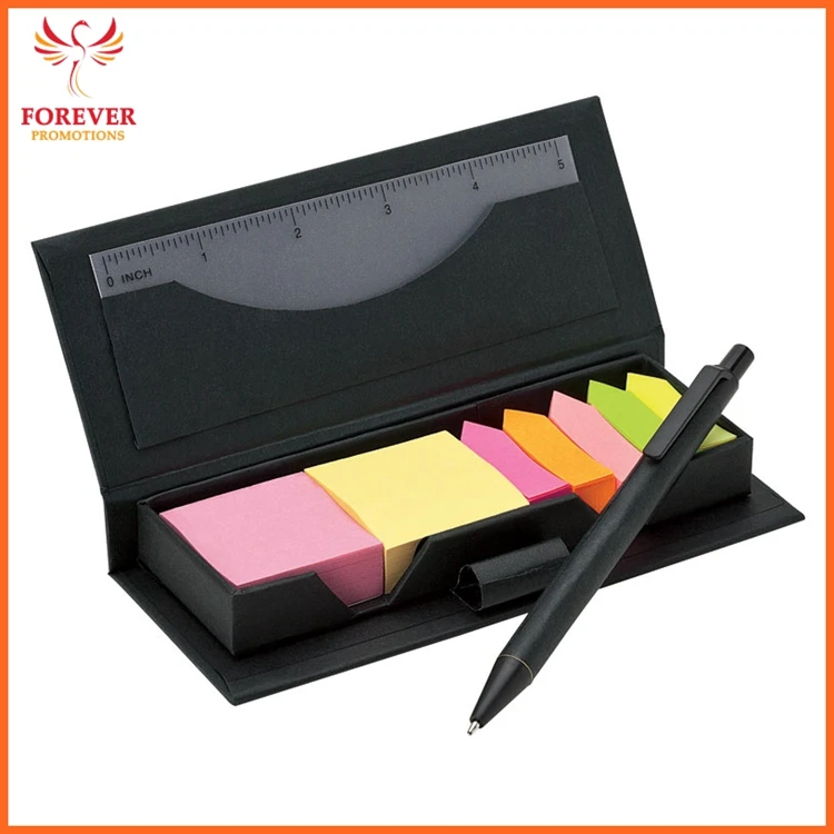 Sticky Note Case With Ruler And Ball Pen Promotional Custom Print - Buy ...