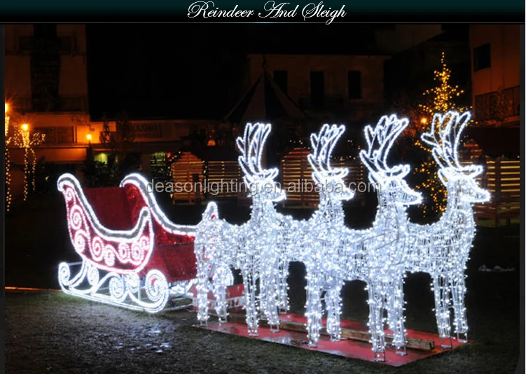 460cm Led Santa Riding Reindeer Sleigh Christmas Motif Rope Lights ...