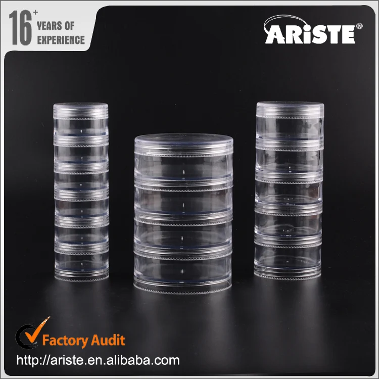21832 4 Layer Cylinder Stackable Bead Containers Plastic Round Clear ...