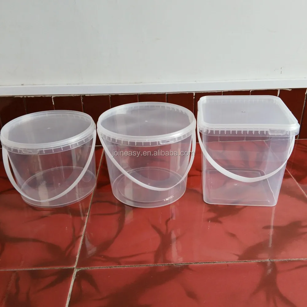 Ice Cream Container Plastic Square Bucket 4 Liter Squared Plastic Clear ...