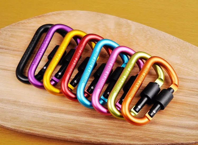 Custom Bulk Cheap Locking Carabiner Mini D Ring / Shaped Carabiner For ...