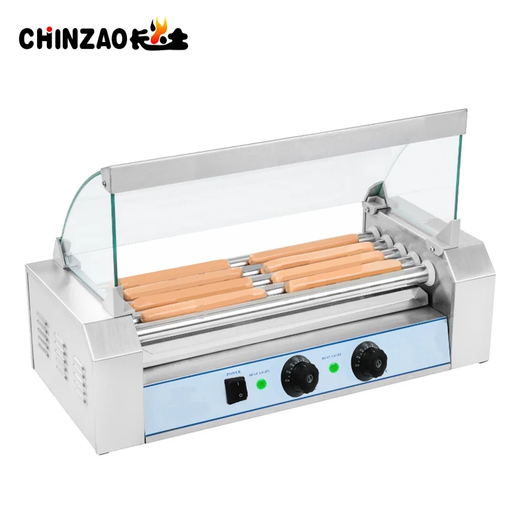 Commercial Hot Dog Roller Hot Dog Grill Machine With Glass 5 Rolloers ...
