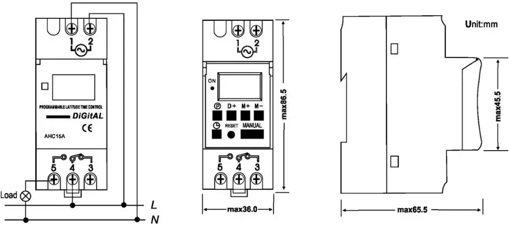 DIN Rail Digital Programmable Automatic Timer Switch THC15A