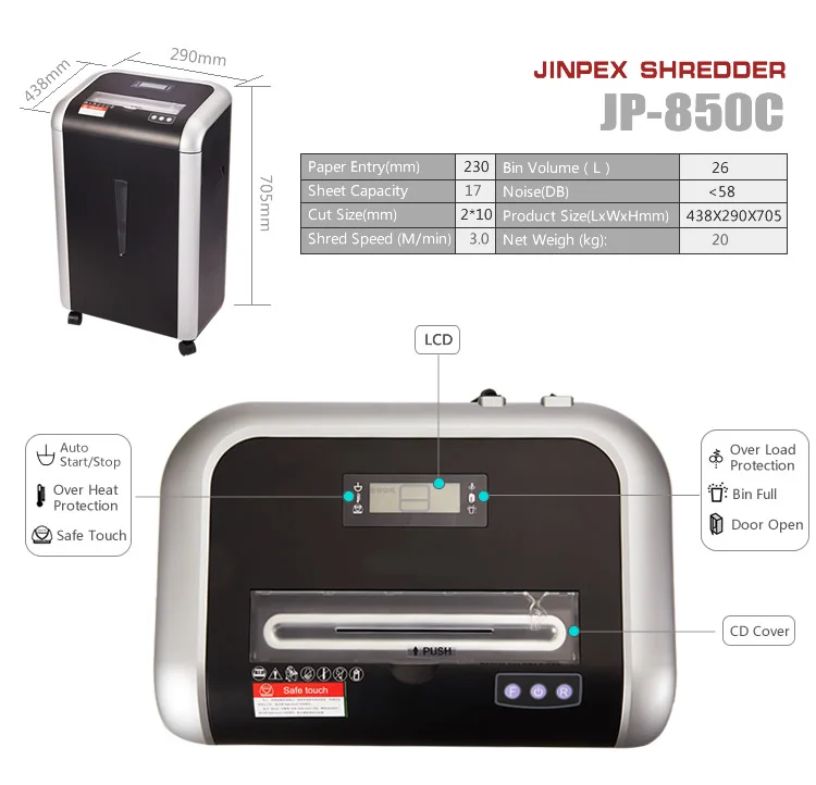JP-850C Micro Cut Paper Shredder for Office & Government