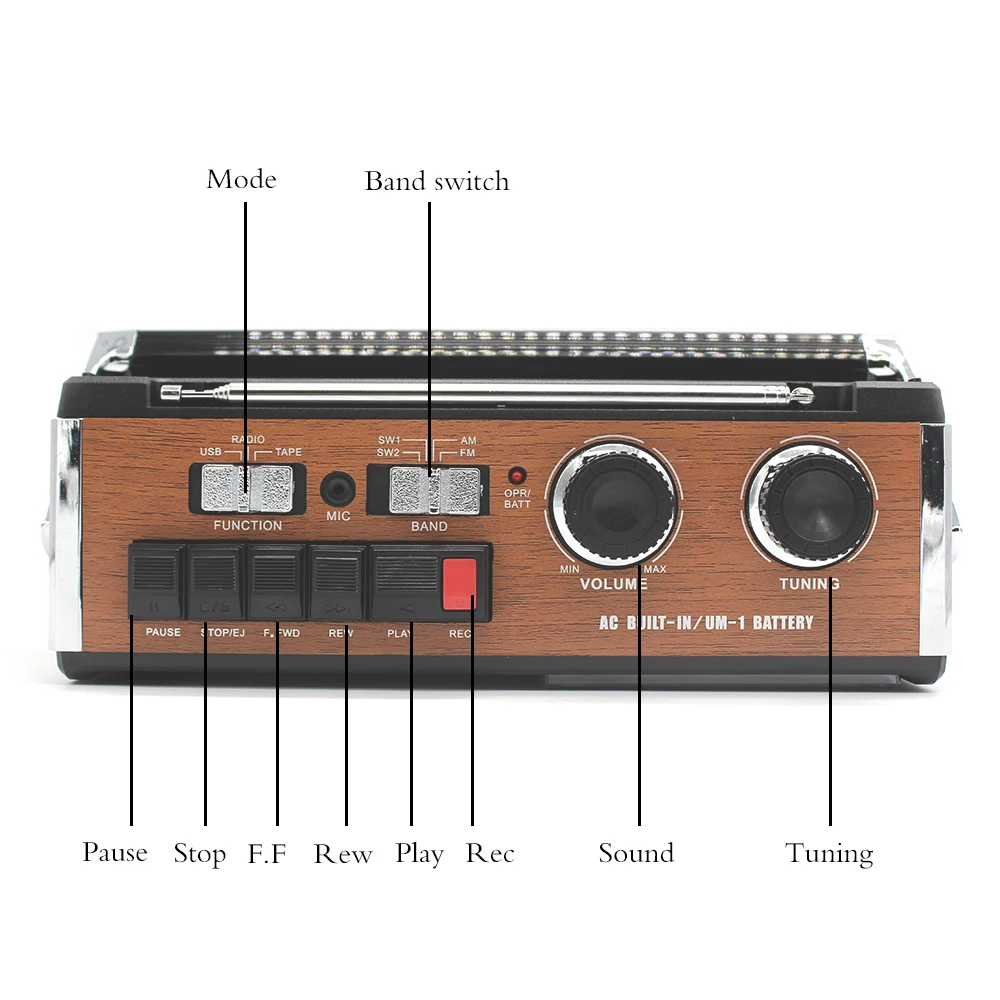 FP-319BT old style fasion cassette radio player with USB/SD slot ...