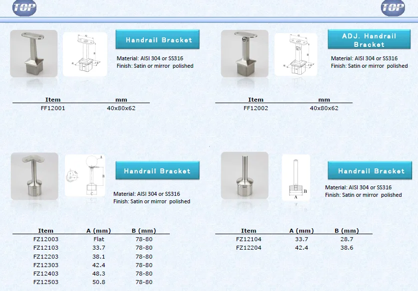 Stainless Steel Balustrade Round Post Support Adjustable Handrail ...