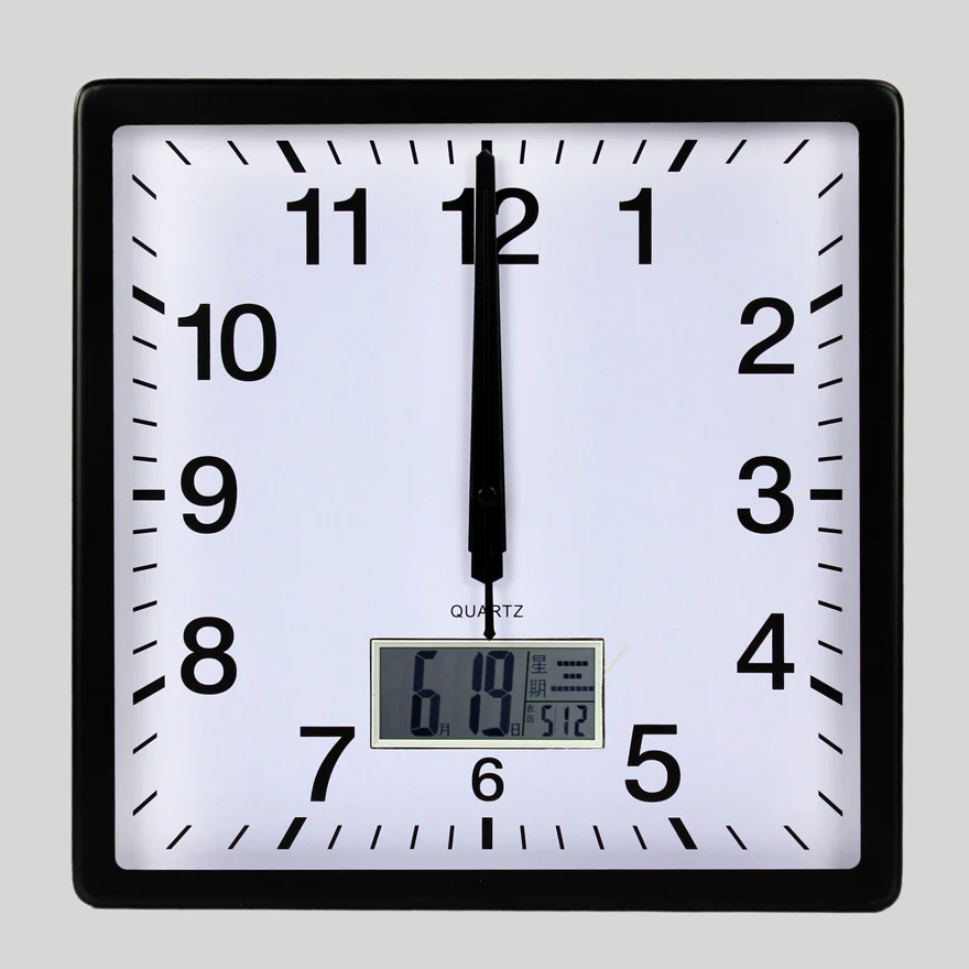 13inch Metal Square Shape Wall Clock Modern With Radio And Lcd - Buy ...