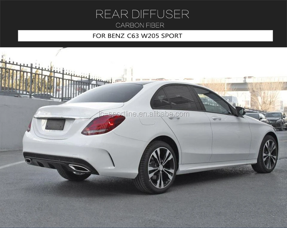 W205 Sport Carbon Fiber Rear Diffuser Lip for Mercedes Benz