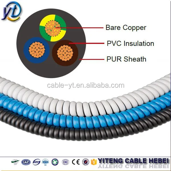 Helix Coiling Curl Cord 3 Core 0.75 Mm2 Spiral Cable - Buy Spiral Cable ...