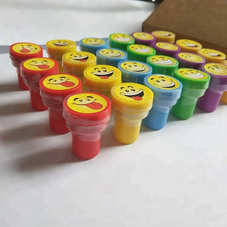 24pcs Custom Kids Funny Stationery Toy Plastic Stamp Set Smile Face ...