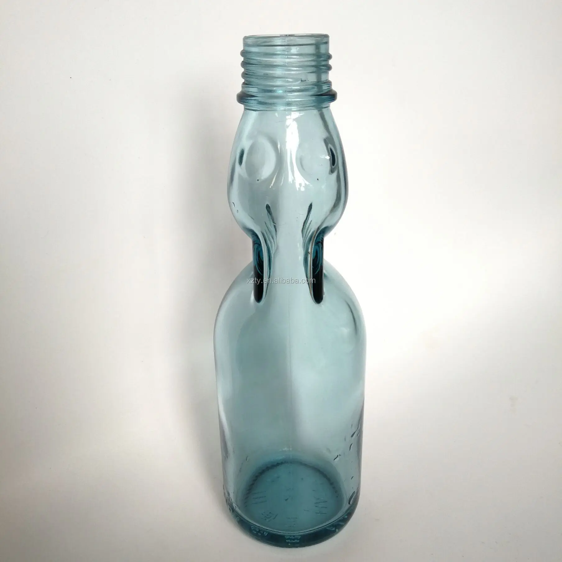 7oz 200ml Light Blue Unique Shape Soda Beverage Glass Bottle With Screw ...