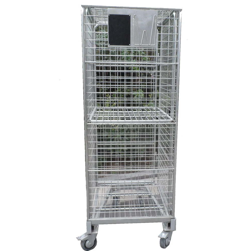 Heavy Duty Steel Foldable 4 Sides Cage Rocket Trolley Roll Cart - Buy ...