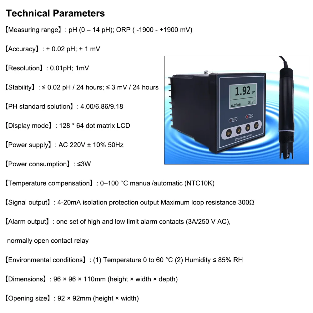 Online Industrial PH Controller ORP Meter Monitor Digital