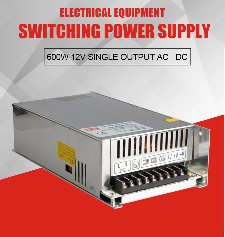 S-600-12 Ac To Dc 600w 12v 50 Amp Power Supply With Fan - Buy 12v 50 ...