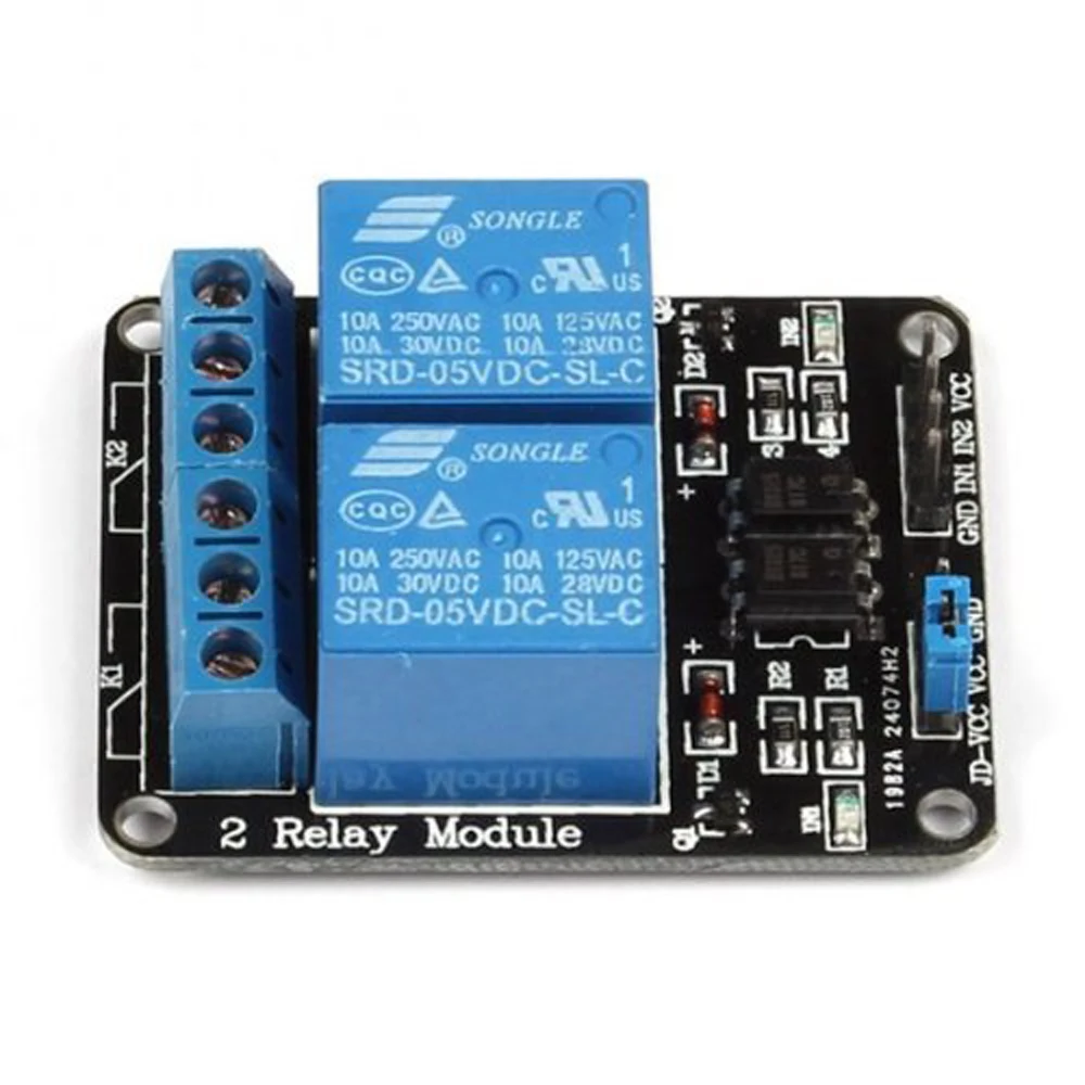2 Channel DC 5V Relay Module with Optocoupler - Low Level Trigger