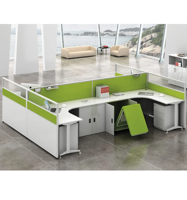 Shenzhen Custom 3-Seater Office Workstation - 120 Degree Partition