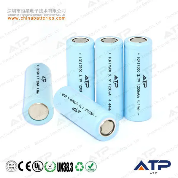 Icr17500 Lithium Battery / Li Ion Battery 3.7v Icr17500 1200mah / 17500 ...