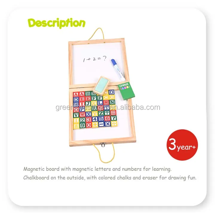 kids toys Kids Wooden Black Whiteboard Magnet Drawing Box With Blocks ...