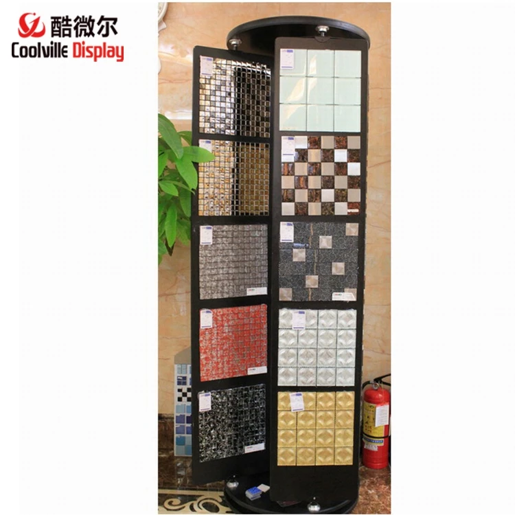 Rotating Wall Mosaic Sample Display Stands Metal Showroom Stone Glass ...