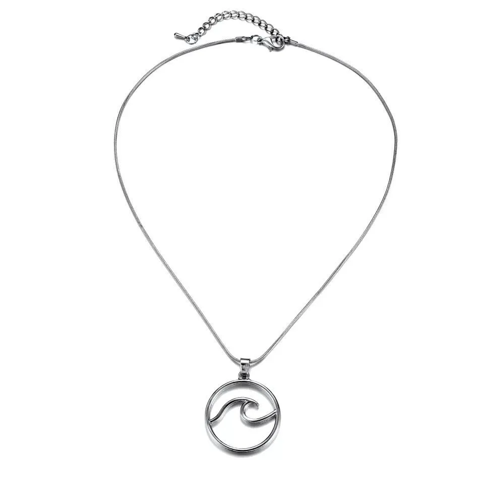Stainless Steel Signature Wave Charm Pendant Ocean Wave Necklace - Buy ...