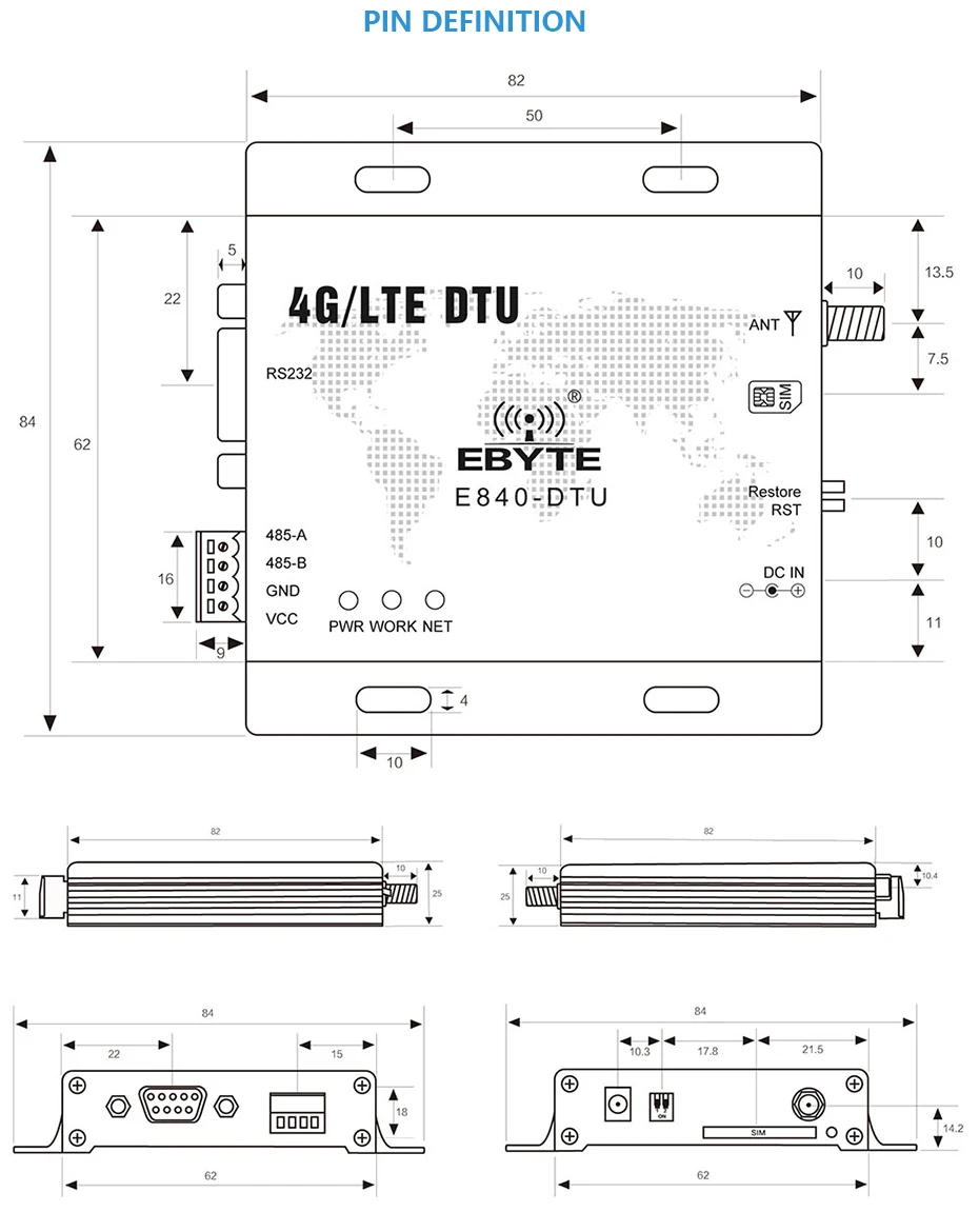 Plc Industrial Universal 4g Modem Rs485/rs232 Serial Lte Wireless Modem ...
