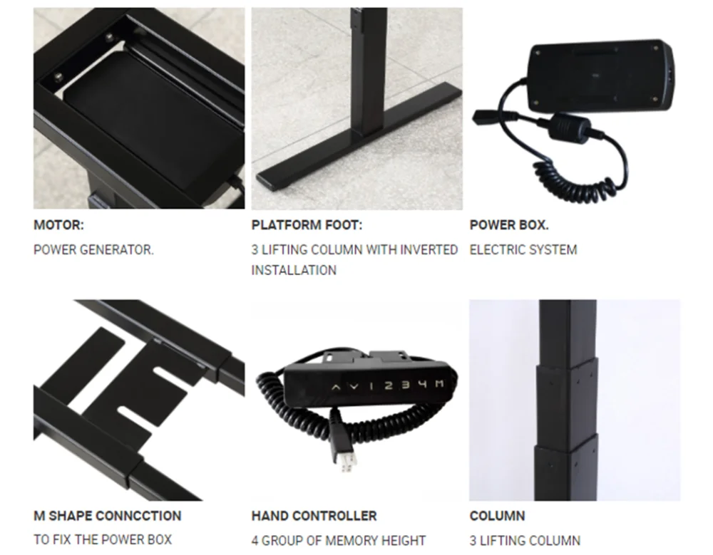 Height Adjustable Desk Frame Extension Table Mechanism Metal Legs For ...