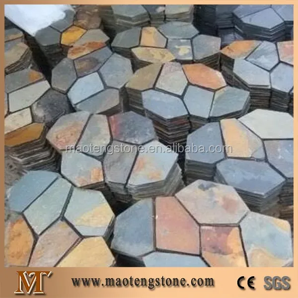 Wellest Rusty Brown Multi Color Slate Fan Shape Paver/paving Stone ...