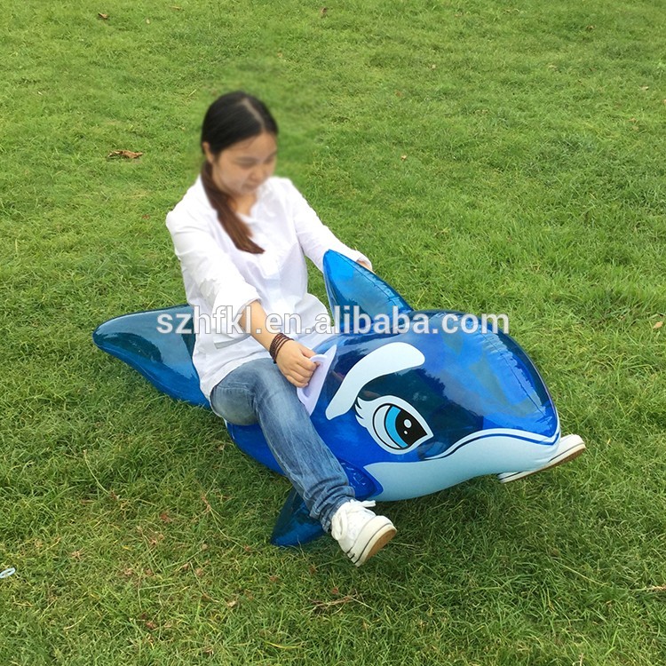 Summer Party Funny Transparent Blue Inflatable Lil' Whale Ride-on Toy ...