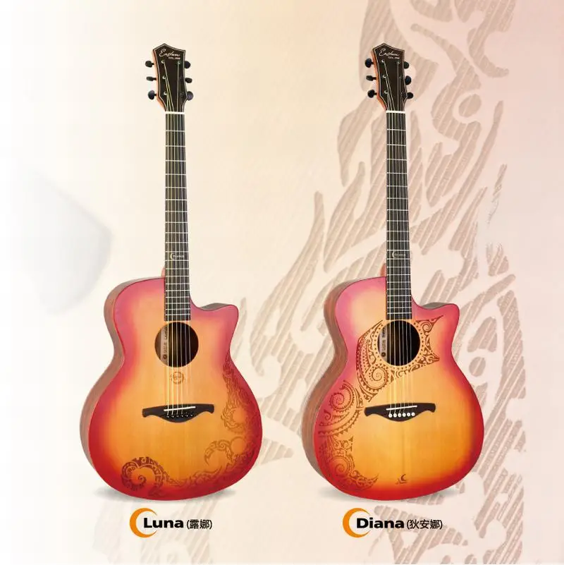 Eastun Steel Metal Chrome Headmachine Rosewood Fingerboard Guitar