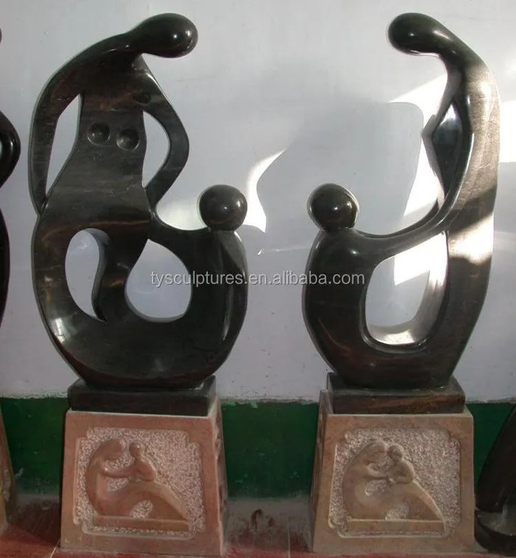 Hand Carved Stone Family Scene Figures Sculptures Granite Loving Family ...