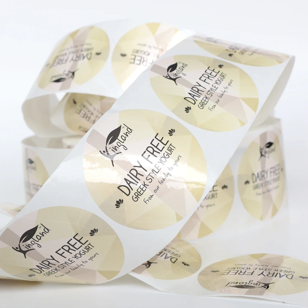Custom Printed Logo Labels for Packaging Vinyl Waterproof Roll Round ...