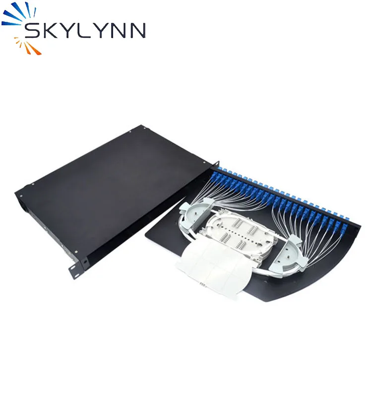 Ftth 2 4 6 8 12 24 48 96 Core 1u Odf Box Sliding Din Rail Rack Mount Sc ...