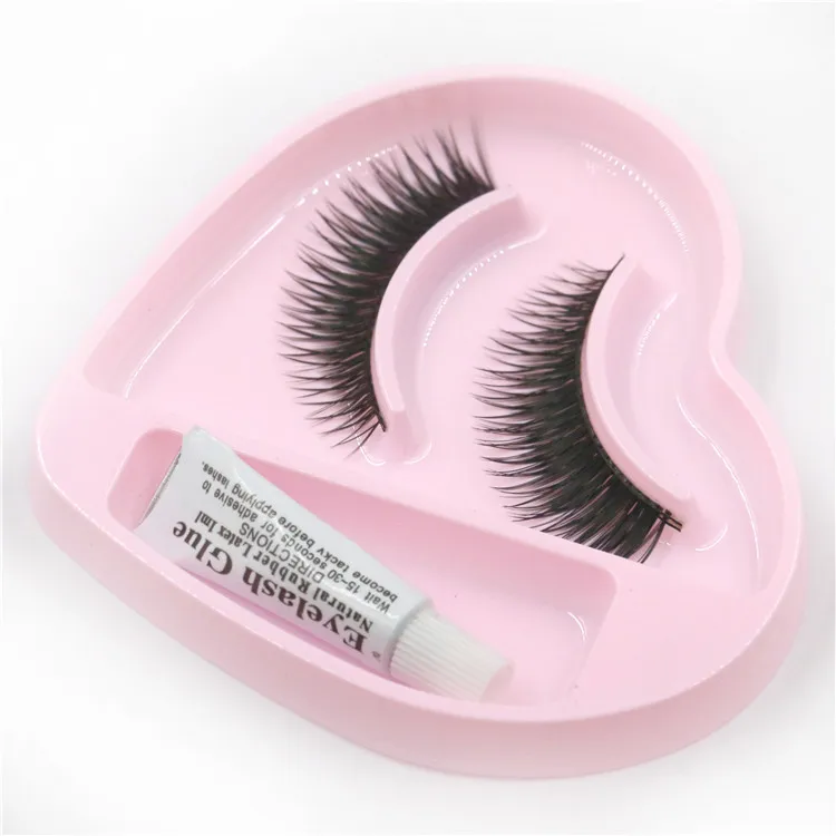 1 Pair Charming Thick False Eyelashes Heart-shaped Eyelashes Box ...