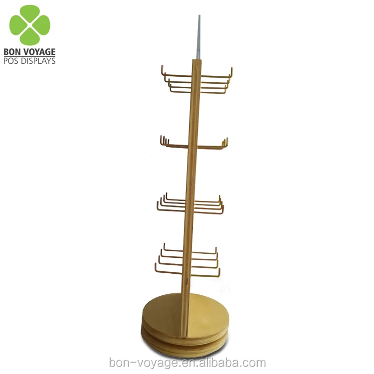 Retailer Table Top Wood Stand Spinning Display Candy Rack With Clips ...