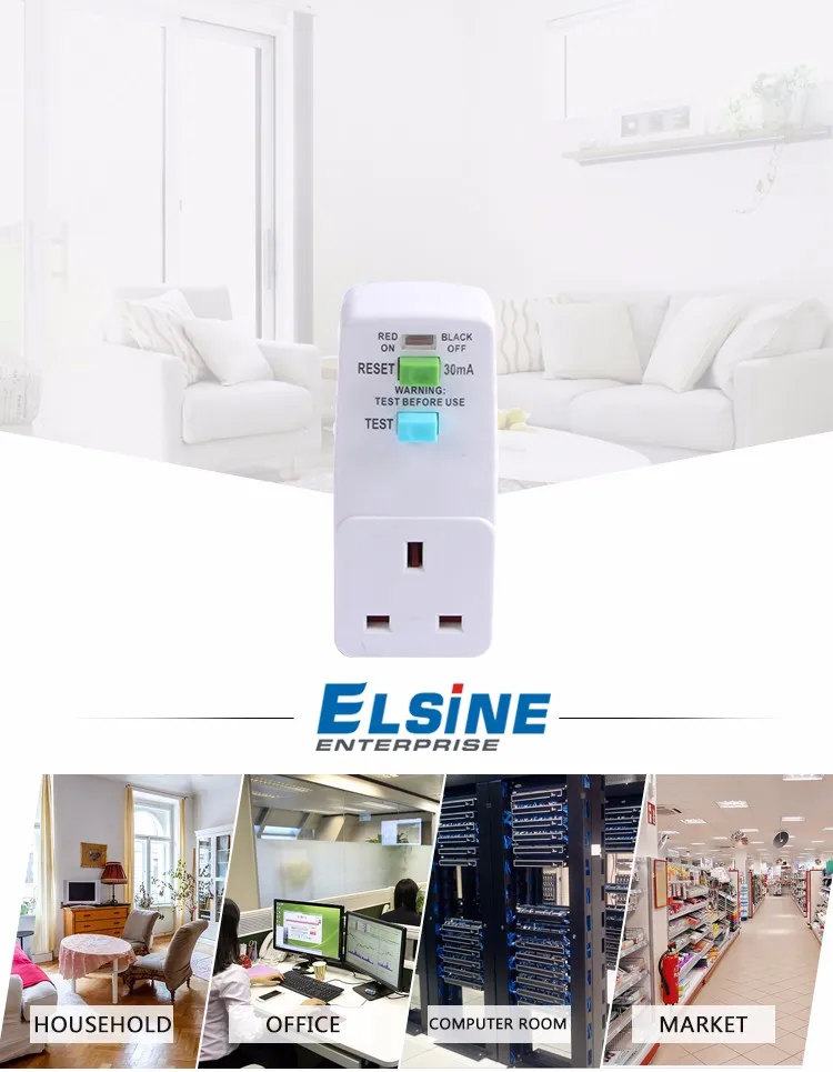 13A to 10ma/30ma Europe UK Type Portable Residual Current Devices Plug Rcd