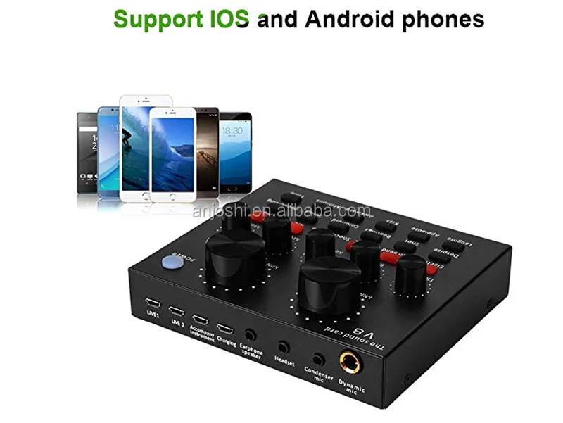 V8 Multifunctional Live Sound Card USB Audio Interface Intelligent ...