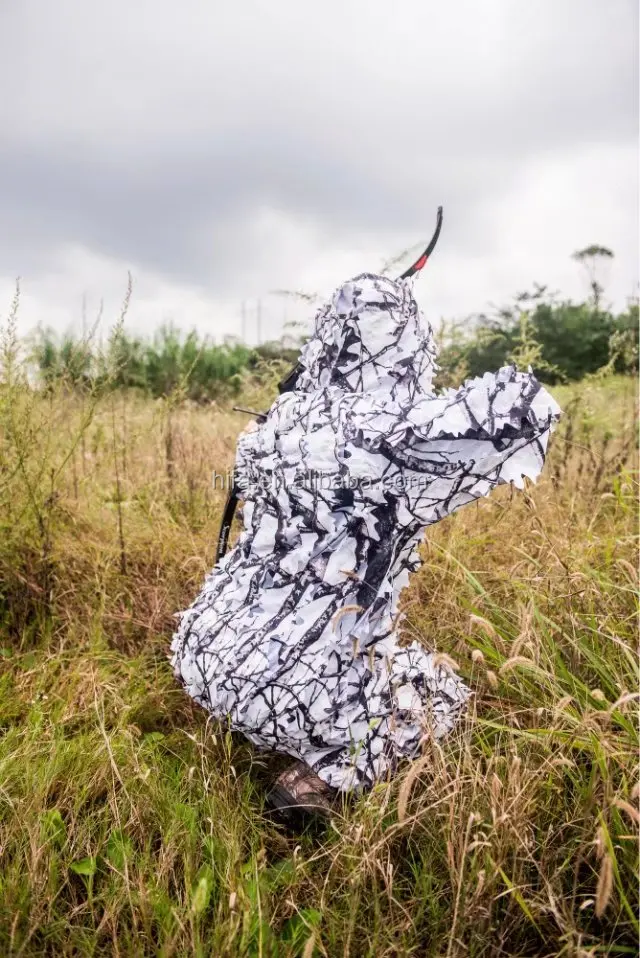 Snow Field Ghillie Suit With 3d Maple Leaf Bionic Camo Hunting Clothing - Buy Ghillie Suit,White ...