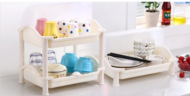 High Quality Colorful Plastic Kitchen Pp 2tiers Rack Rectangular ...