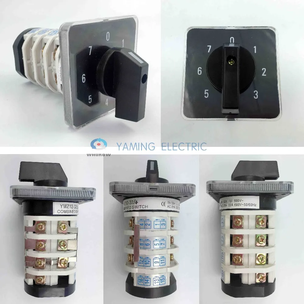 7 Position Rotary Switch 4 Poles 32a Changeover Universal Cam Dc ...
