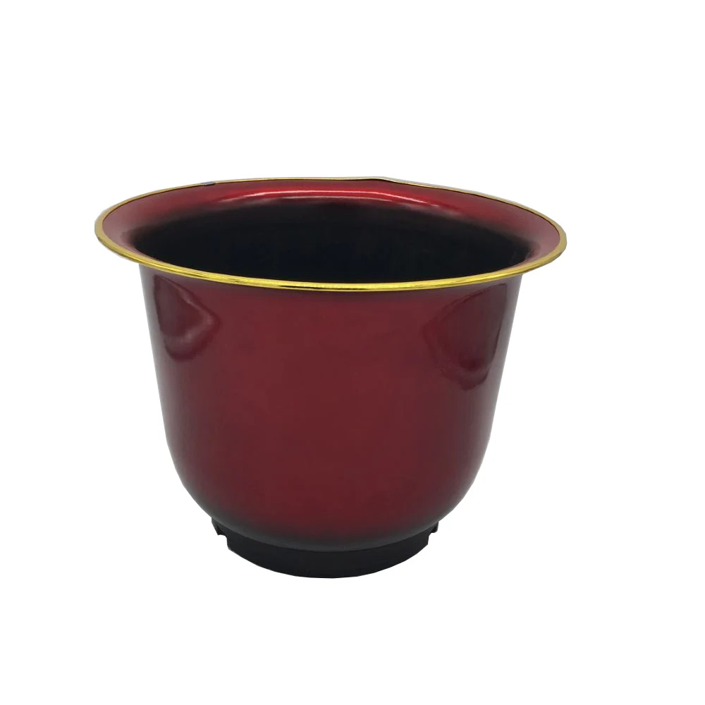 Chinese Style Bright Red Stoving Varnish Plastic Ceramifinish Plant Pot ...